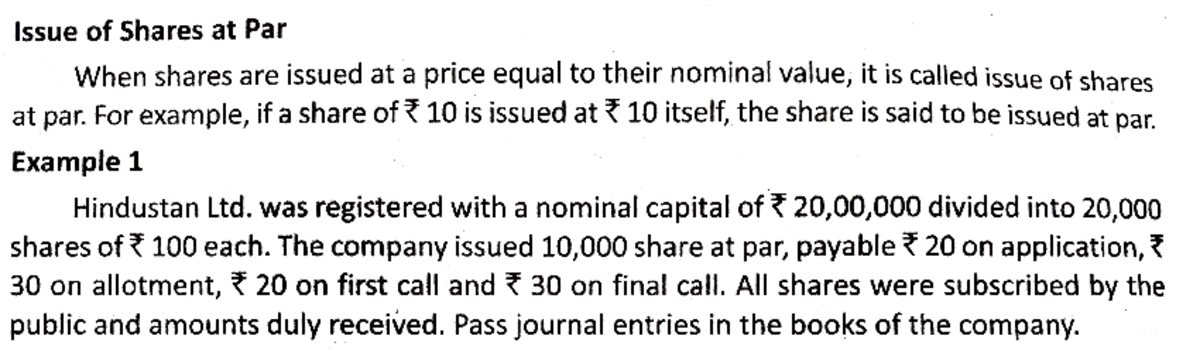 Accounting Problems 31 JAN 2023 - Issue of Shares at Par When shares ...