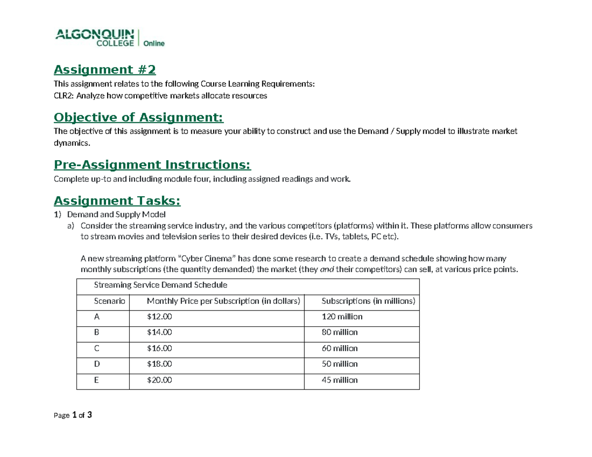 Assignment #2 - thats it - Assignment This assignment relates to the ...