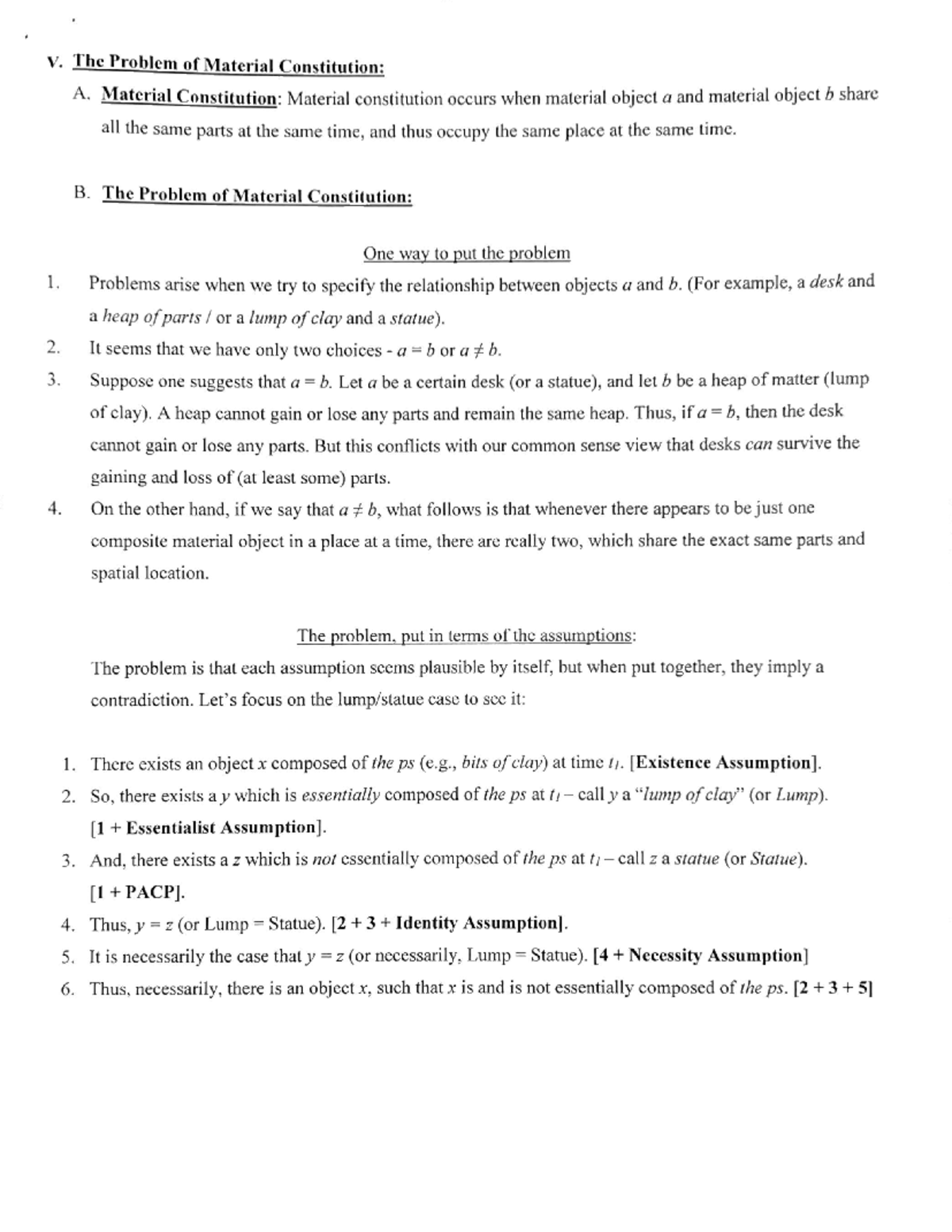 Problem of material constitution 3 - PHIL 101 - Studocu