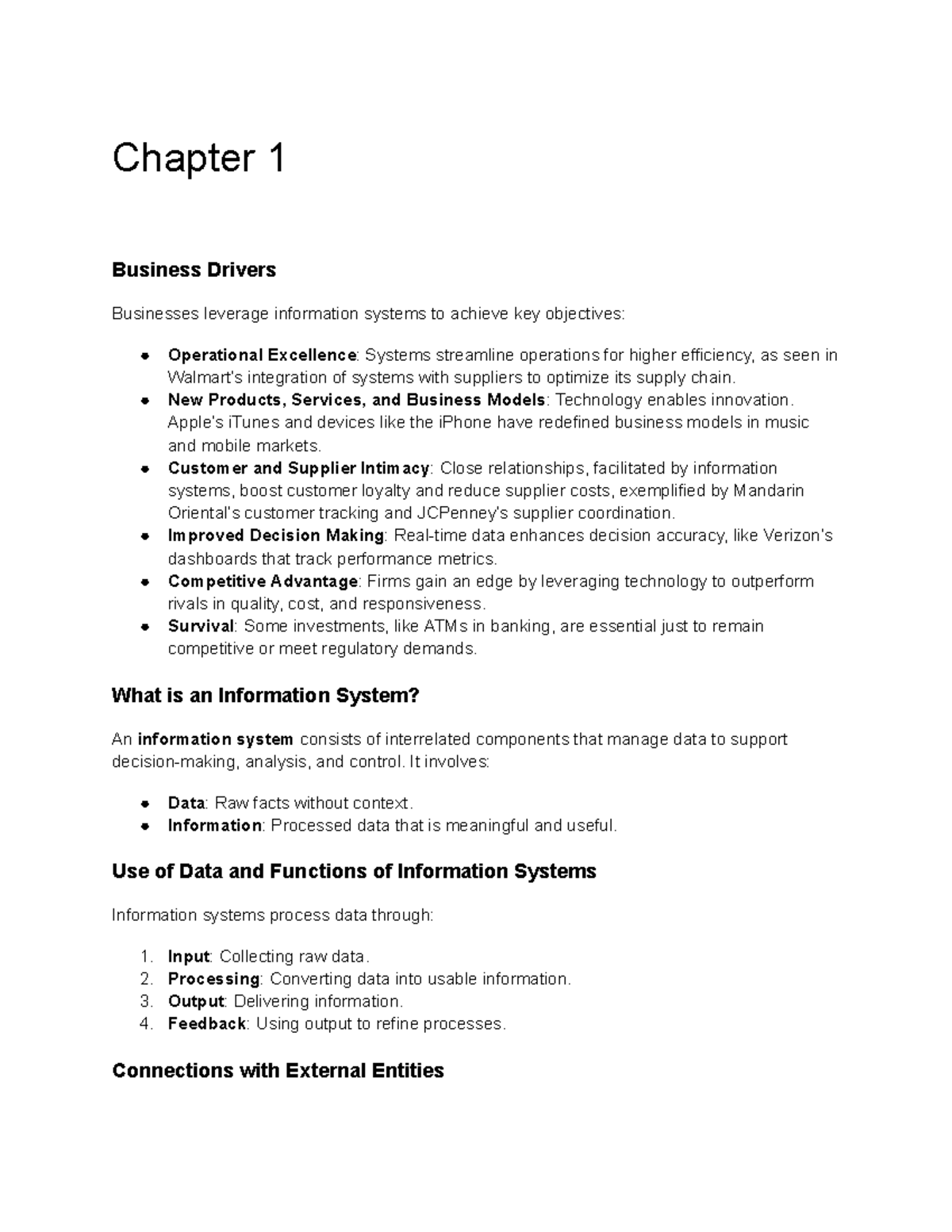 MIS summary - samenvatting van MIS - Chapter 1 Business Drivers ...