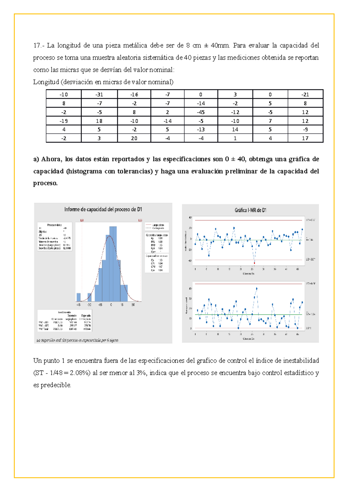 Tarea DE C Alidad - 17.- La longitud de una pieza metálica debe ser de ...