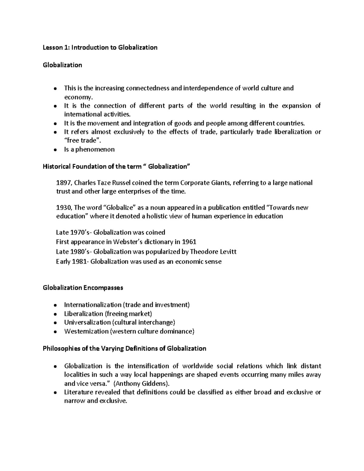 Lecture 1 Globalization Contemporary World - Lesson 1: Introduction to ...