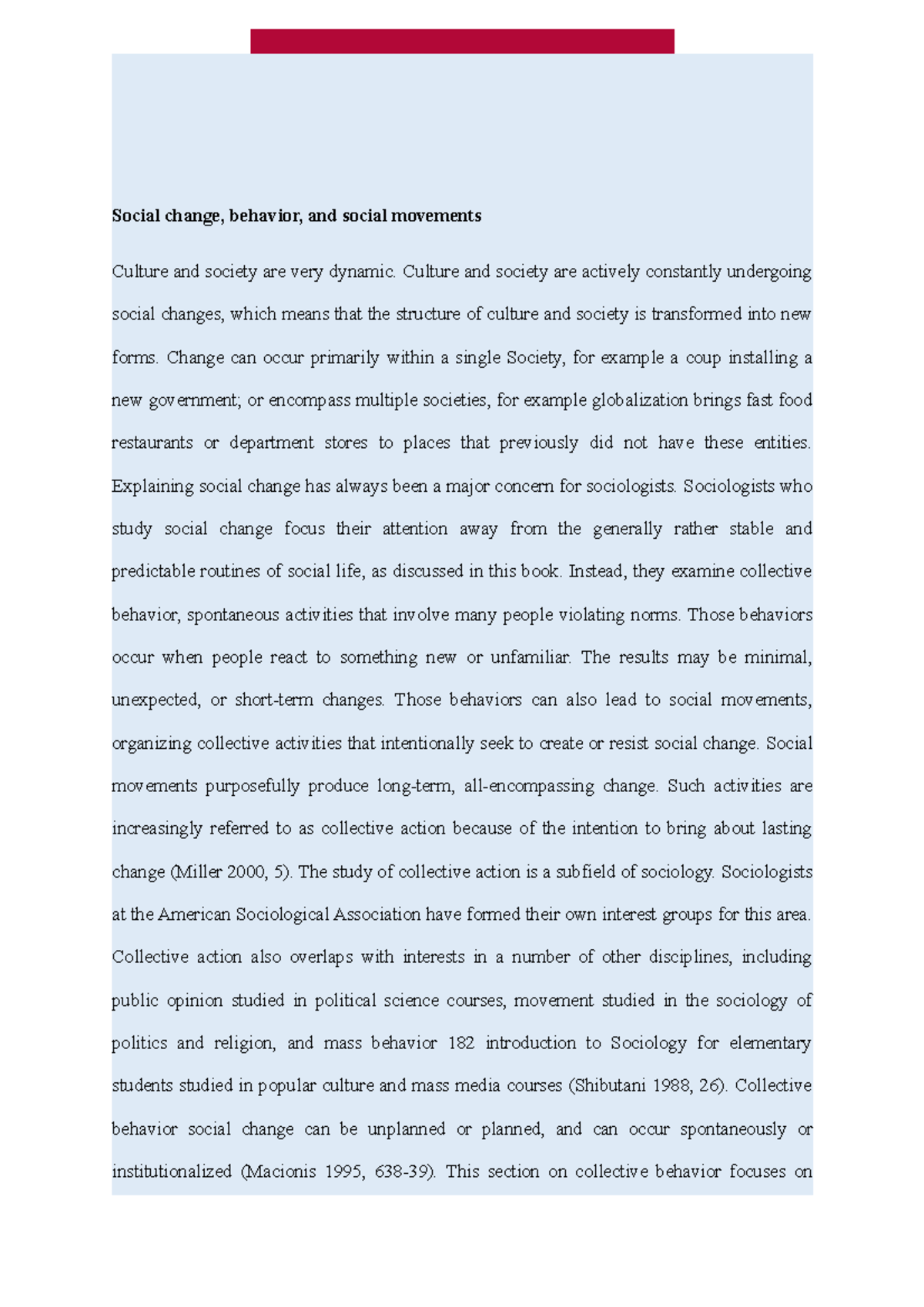 Notes Sociology - Social change, behavior, and social movements ...