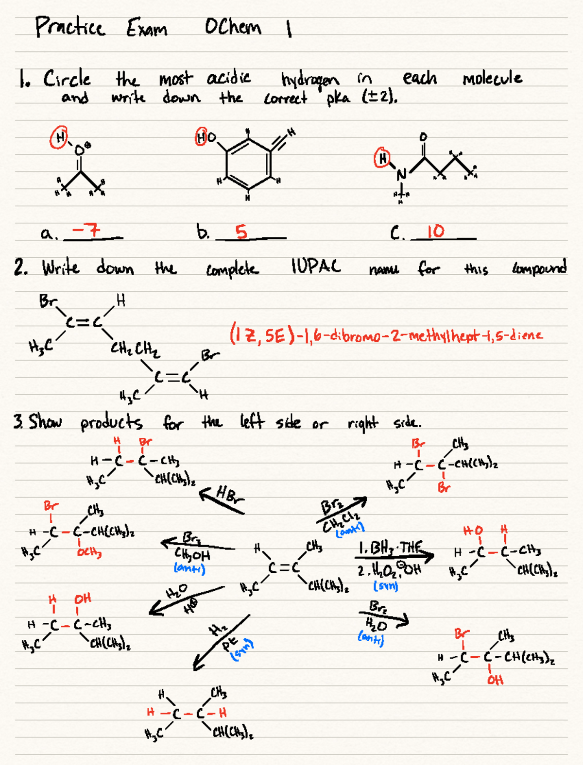 Practice exam writtten Answers updated - Practice Exam Ochem I 1 Circle ...
