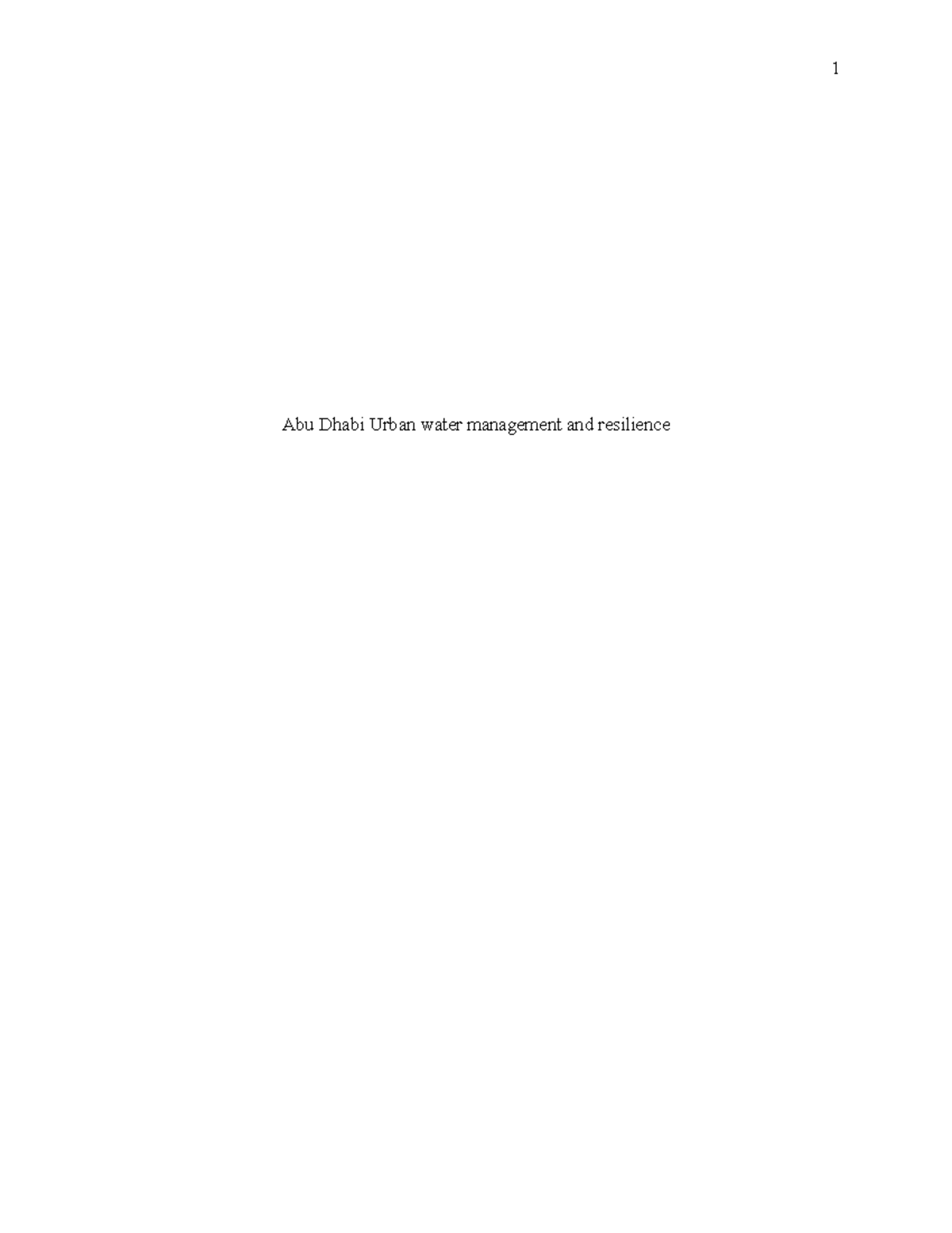 Abu Dhabi water management - 1 Abu Dhabi Urban water management and ...