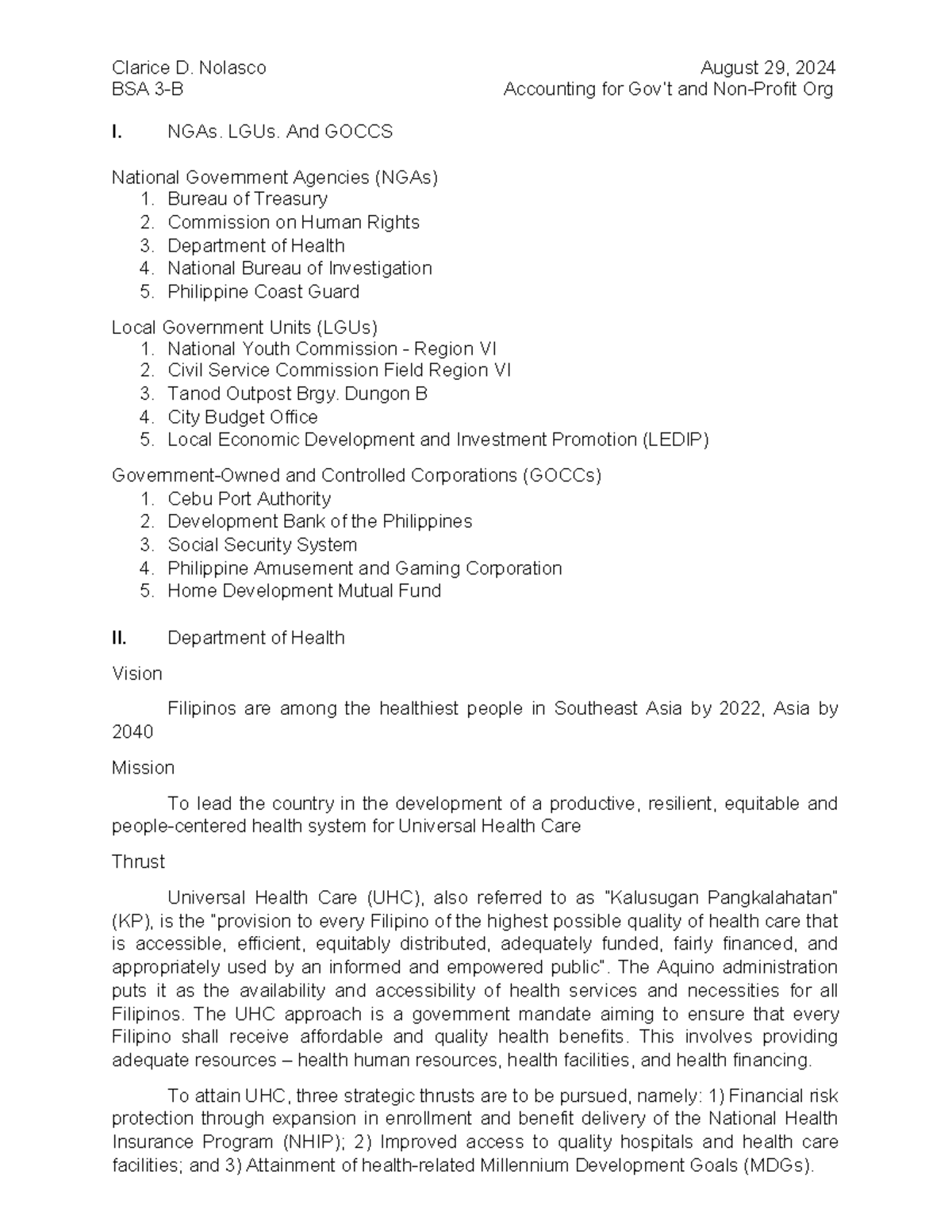 Classification of Governments - Clarice D. Nolasco August 29, 2024 BSA ...