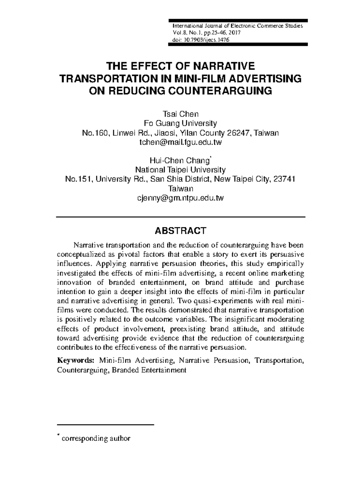 [RL] Week 6 - Narrative transportation Mini film advertising ...