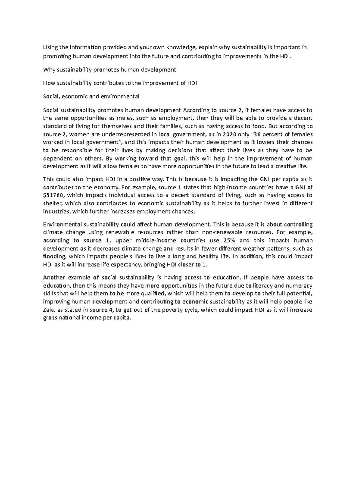 Extended response - Using the information provided and your own ...