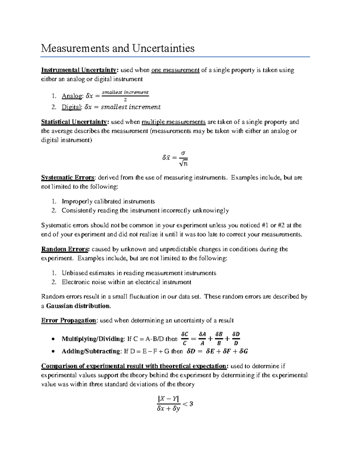 Measurements and Uncertainties - Measurements and Uncertainties ...