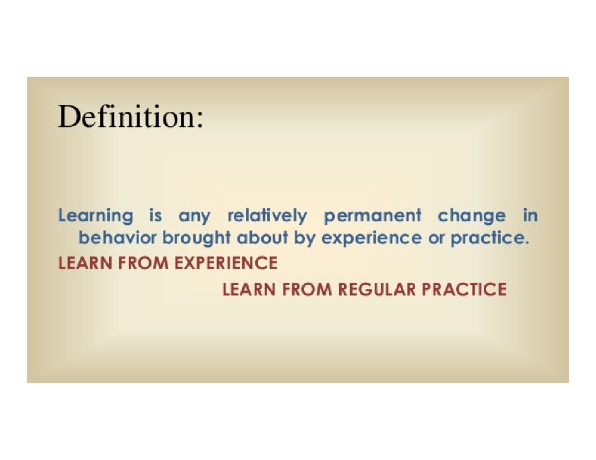 Learning - This is the chapter from psychology. Full lecture note ...