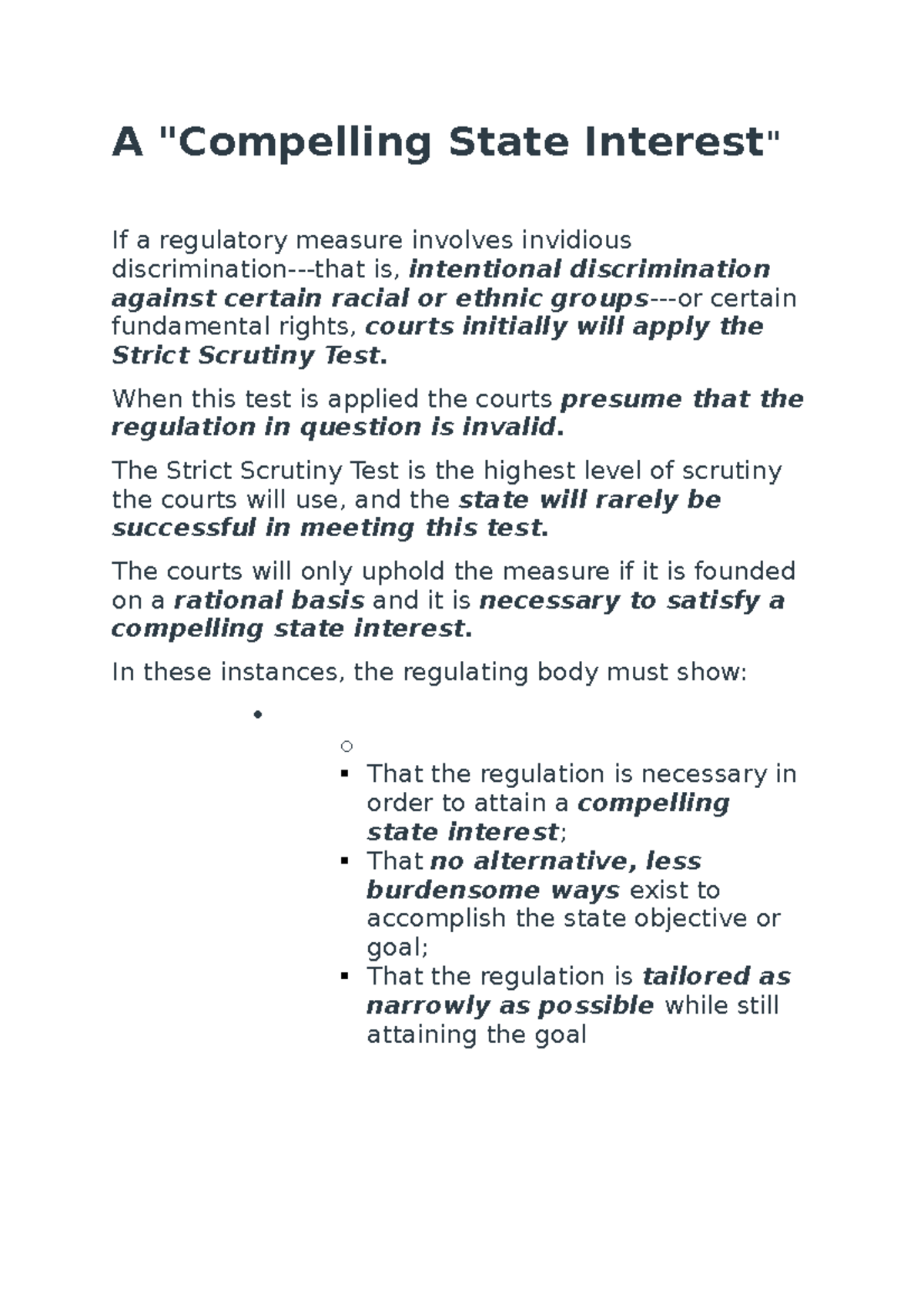 Compelling State Interest - A "Compelling State Interest" If a ...