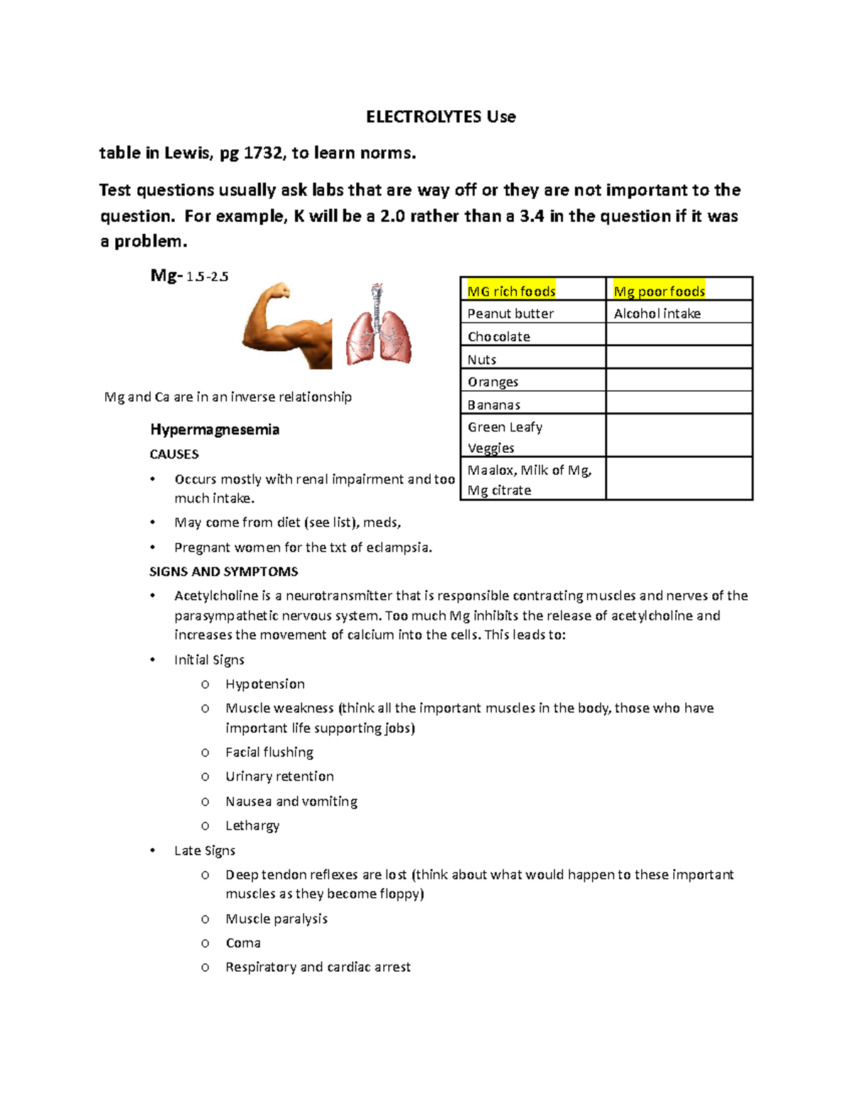 Electrolyte sheet 2023 - ELECTROLYTES Use table in Lewis, pg 1732, to ...
