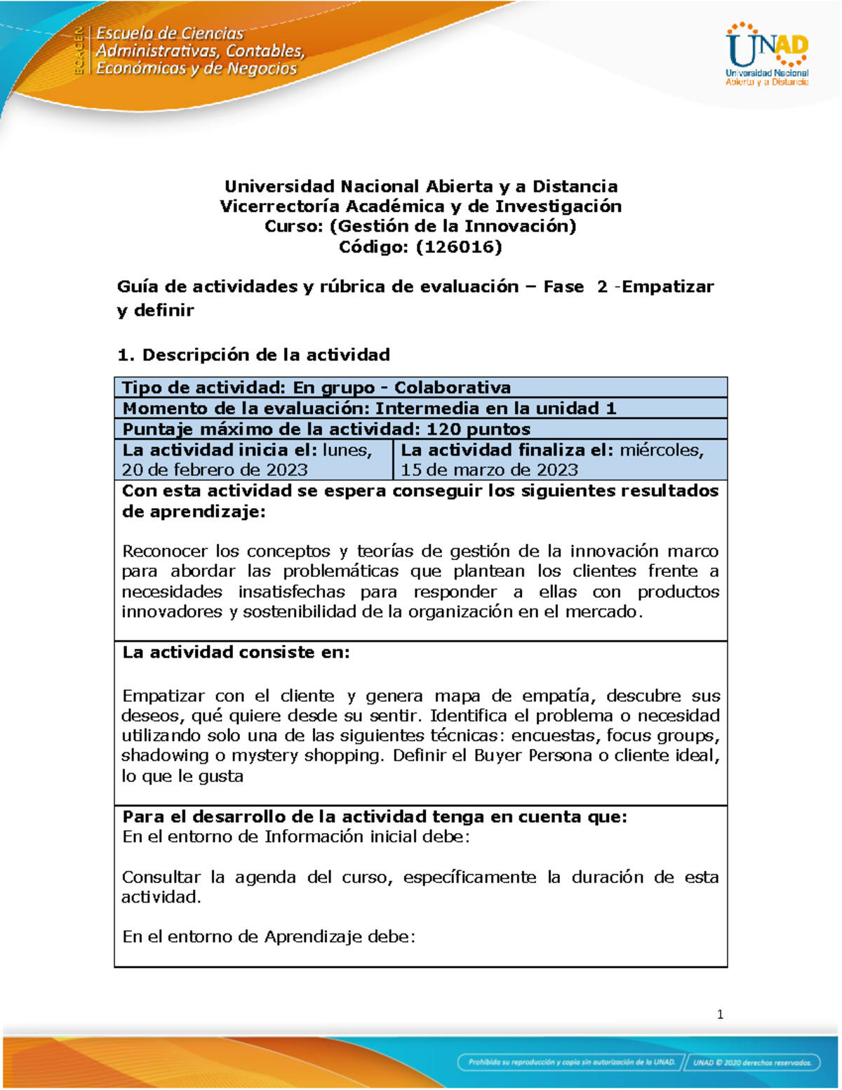 Guía de actividades y rúbrica de evaluación - Unidad 1- Fase 2 - Empatizar y definir ...