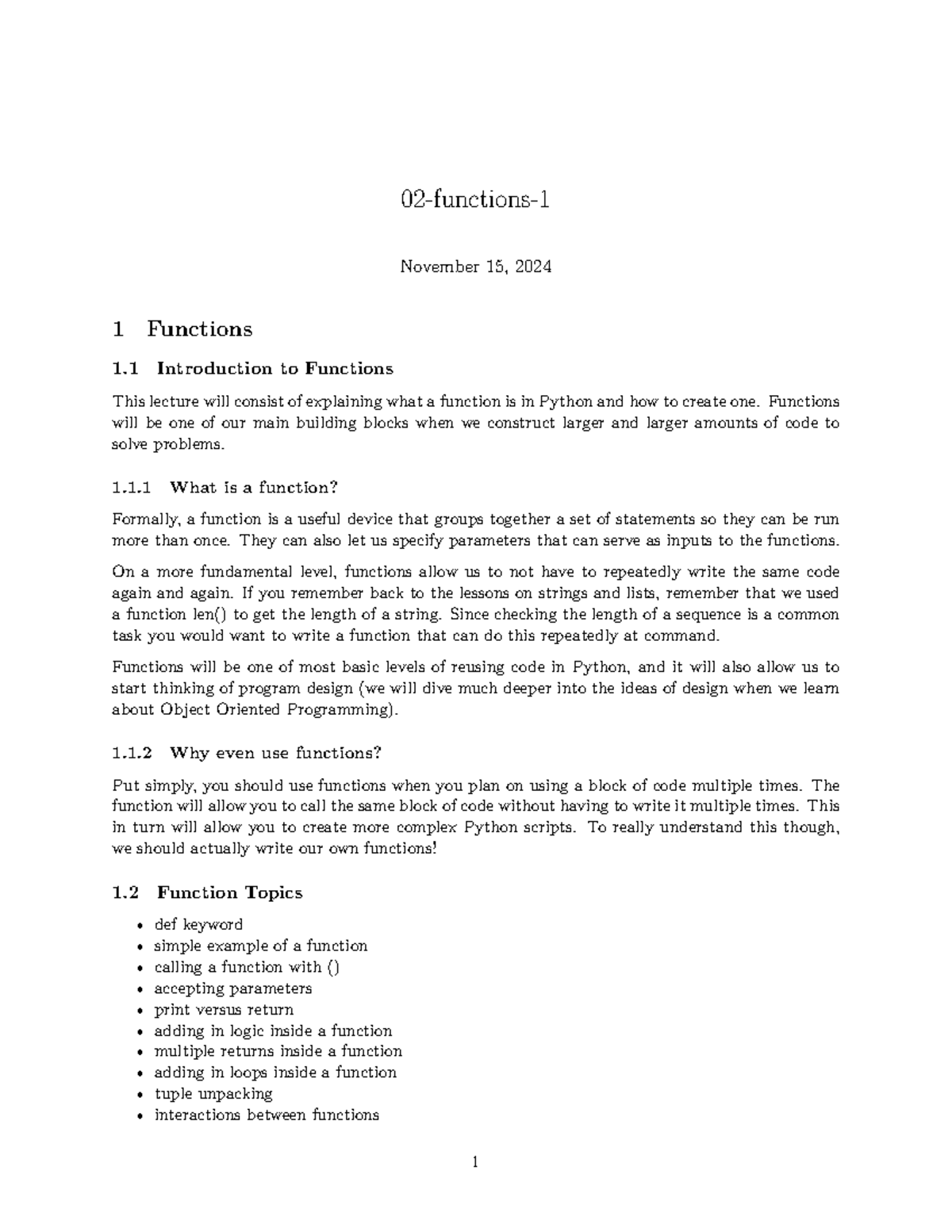 02-functions-1 - bhhqwuqwudqwu - 02-functions- November 15, 2024 1 Functions 1 Introduction to ...