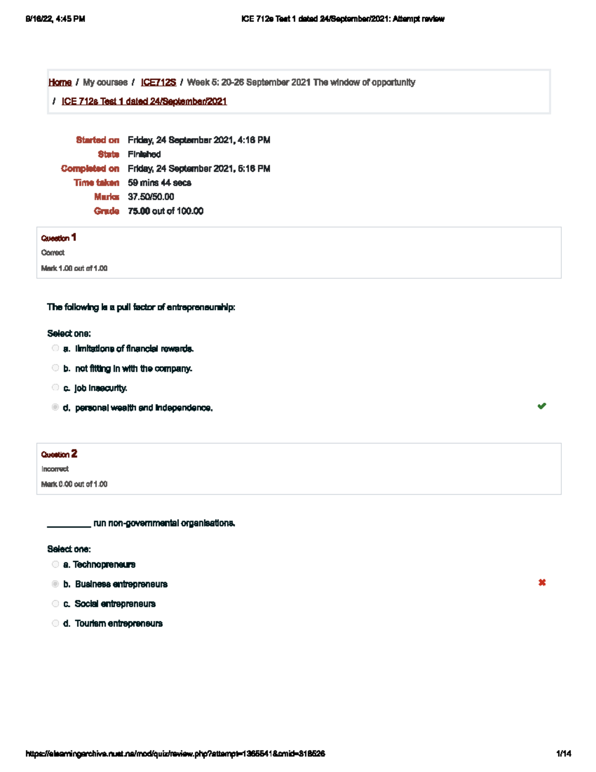 ICE test 1 2021 - SAAS - Small and Medium Enterprise Management - Studocu