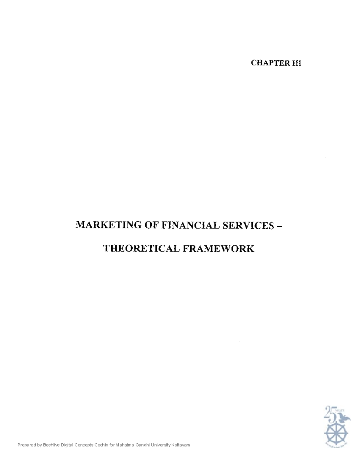 Marketing of Financial Services -Theoretical Framework - CHAPTER I11 ...