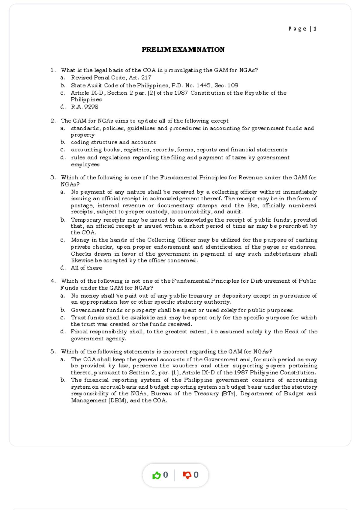 Prelims-government-acctng - PRELIM EXAMINATION What is the legal basis ...