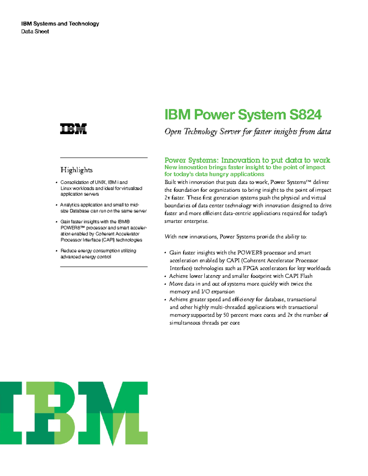 IBM Power System S824 (Data Sheet-USEN) POD03097 USEN - IBM Systems and ...