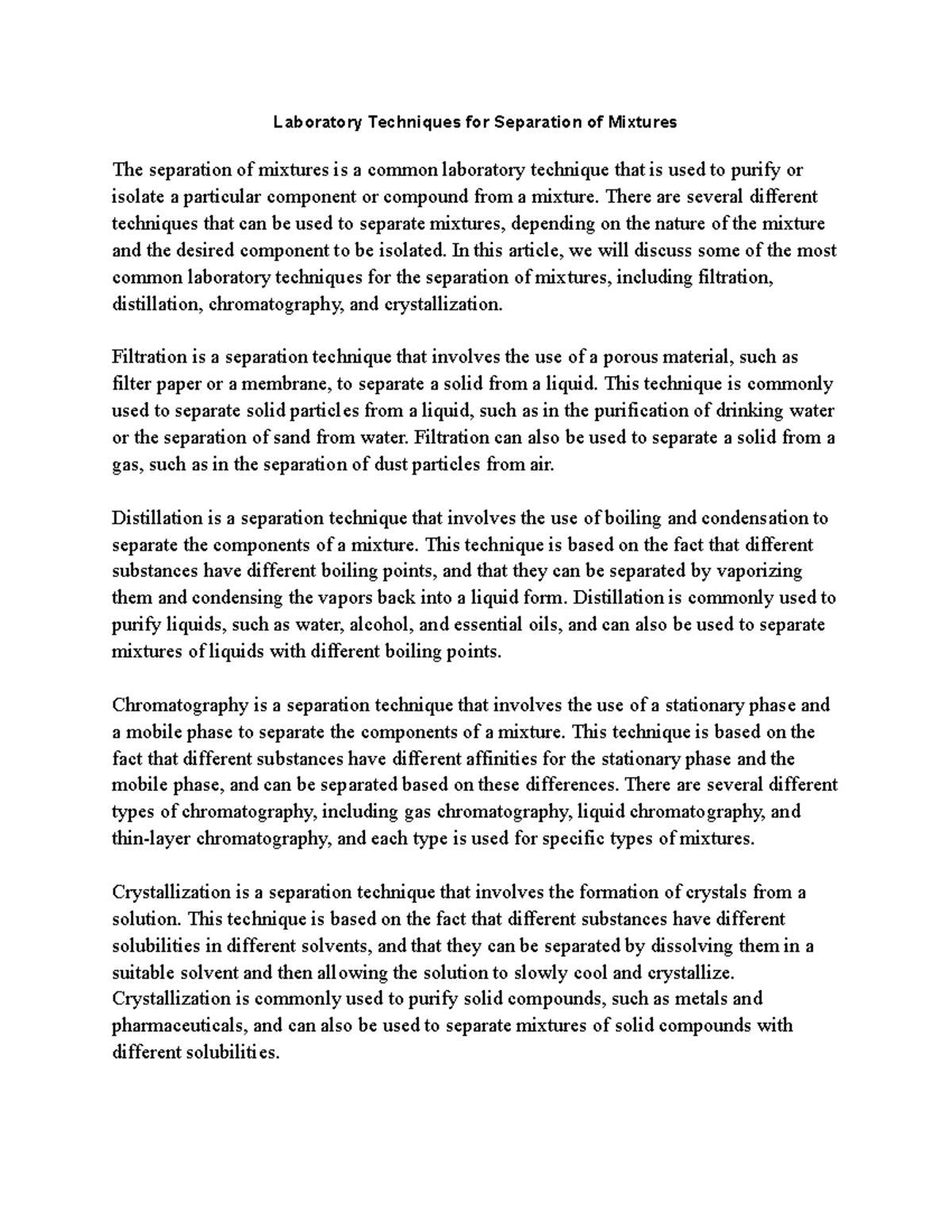 1.4 Laboratory Techniques for Separation of Mixtures - There are ...