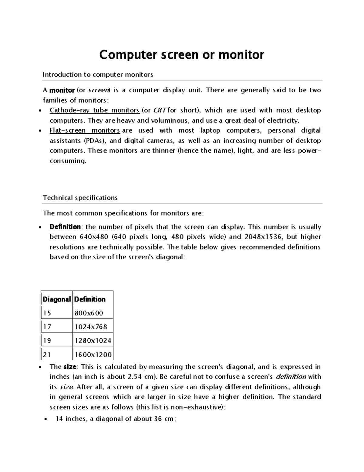 Computer screen or monitor - Computer screen or monitor Introduction to ...