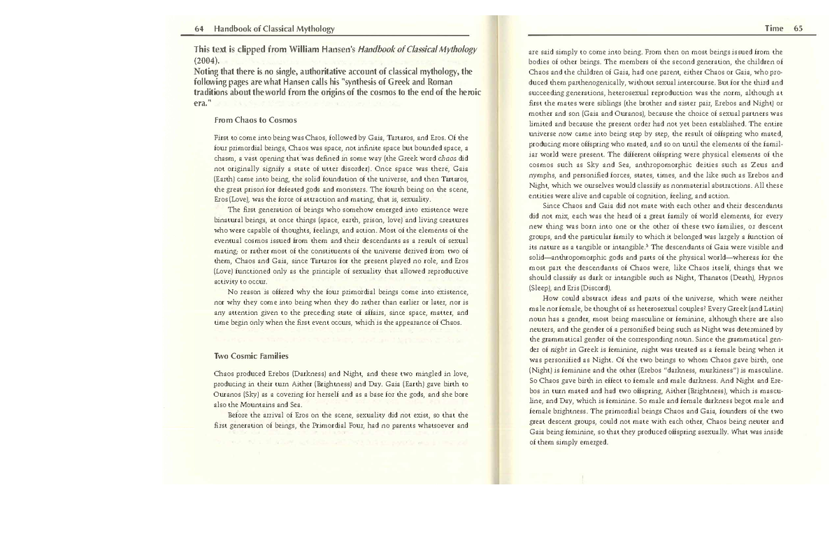 Hansen, Greek and Roman Mythologies - 64 Handbook of Classical ...