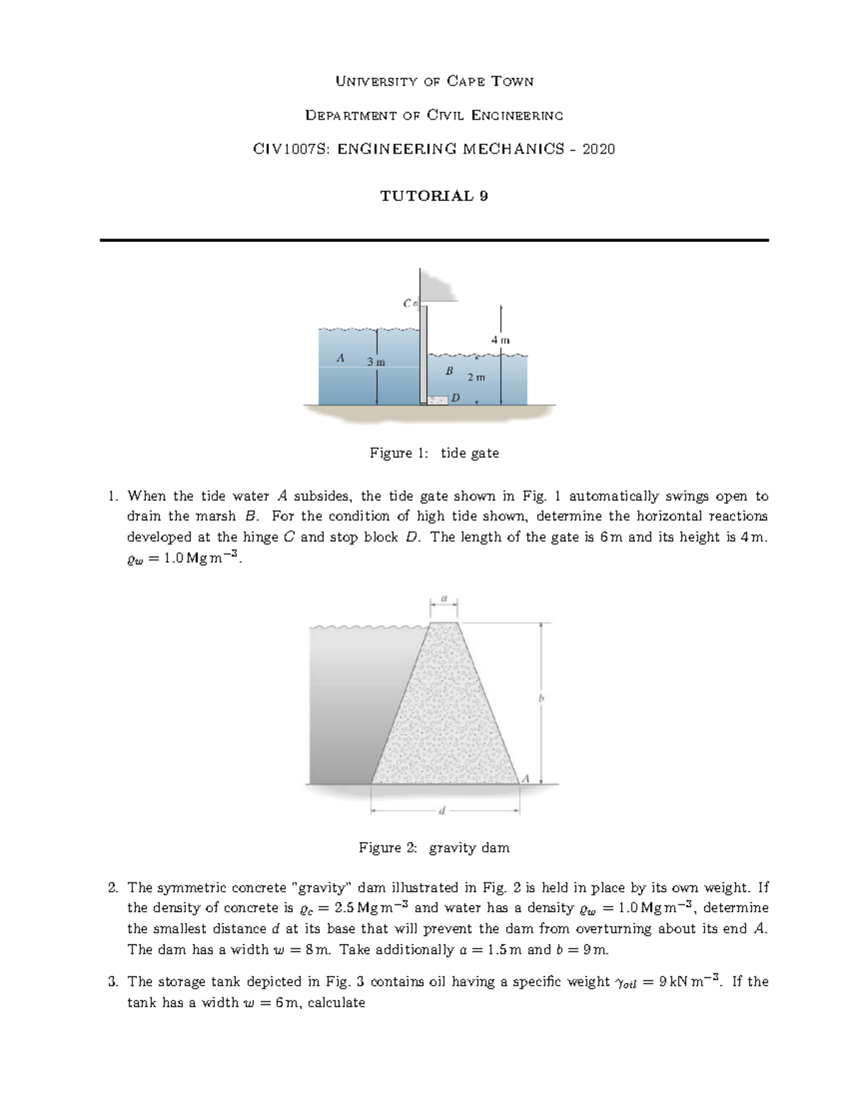 Hydrostatic Pressure Tutorial Examples - University of Cape Town ...