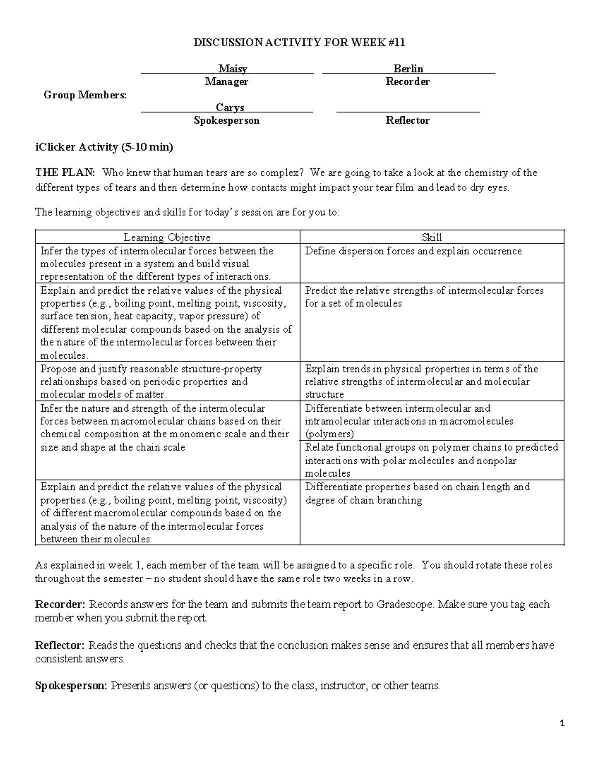 Discussion Week 11 - DISCUSSION ACTIVITY FOR WEEK Group Members: Maisy ...