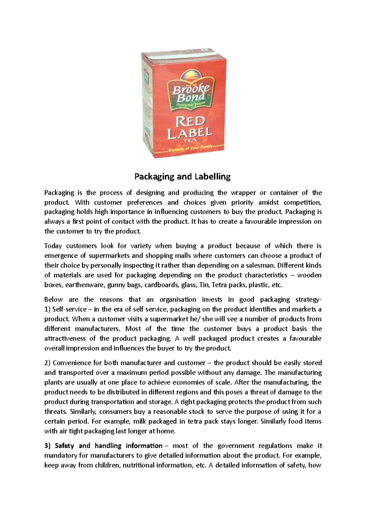 Unit-II Packaging and Lebelling - Packaging and Labelling Packaging is ...