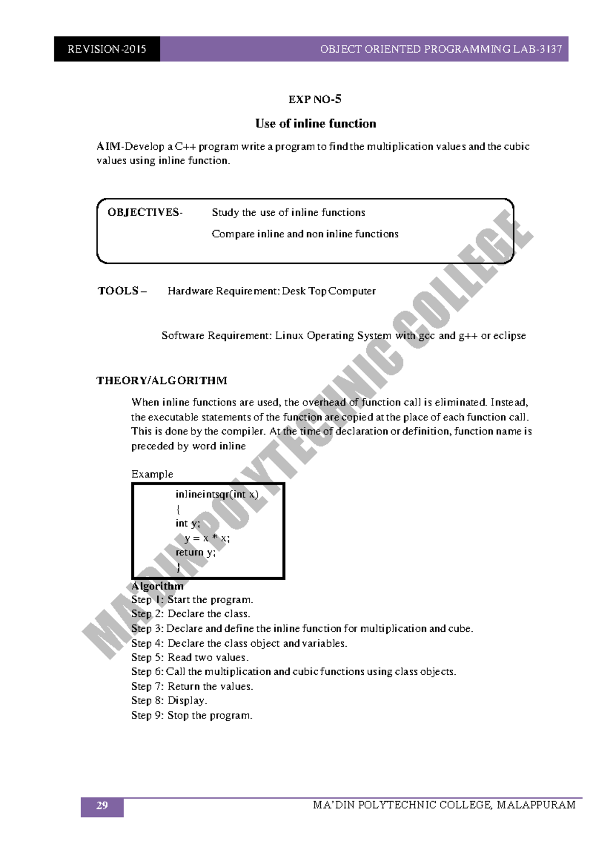 call by value in c++ - REVISION-2015 OBJECT ORIENTED PROGRAMMING LAB- 29 MA‟DIN POLYTECHNIC ...