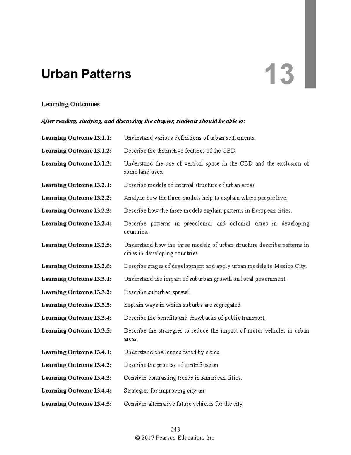 Chapter 13 - Ap human - Urban Patterns Learning Outcomes After reading ...