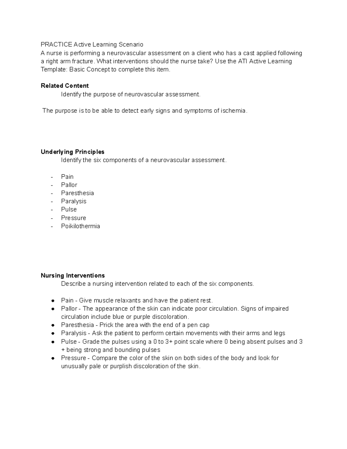 Active Learning Scenario - What interventions should the nurse take ...