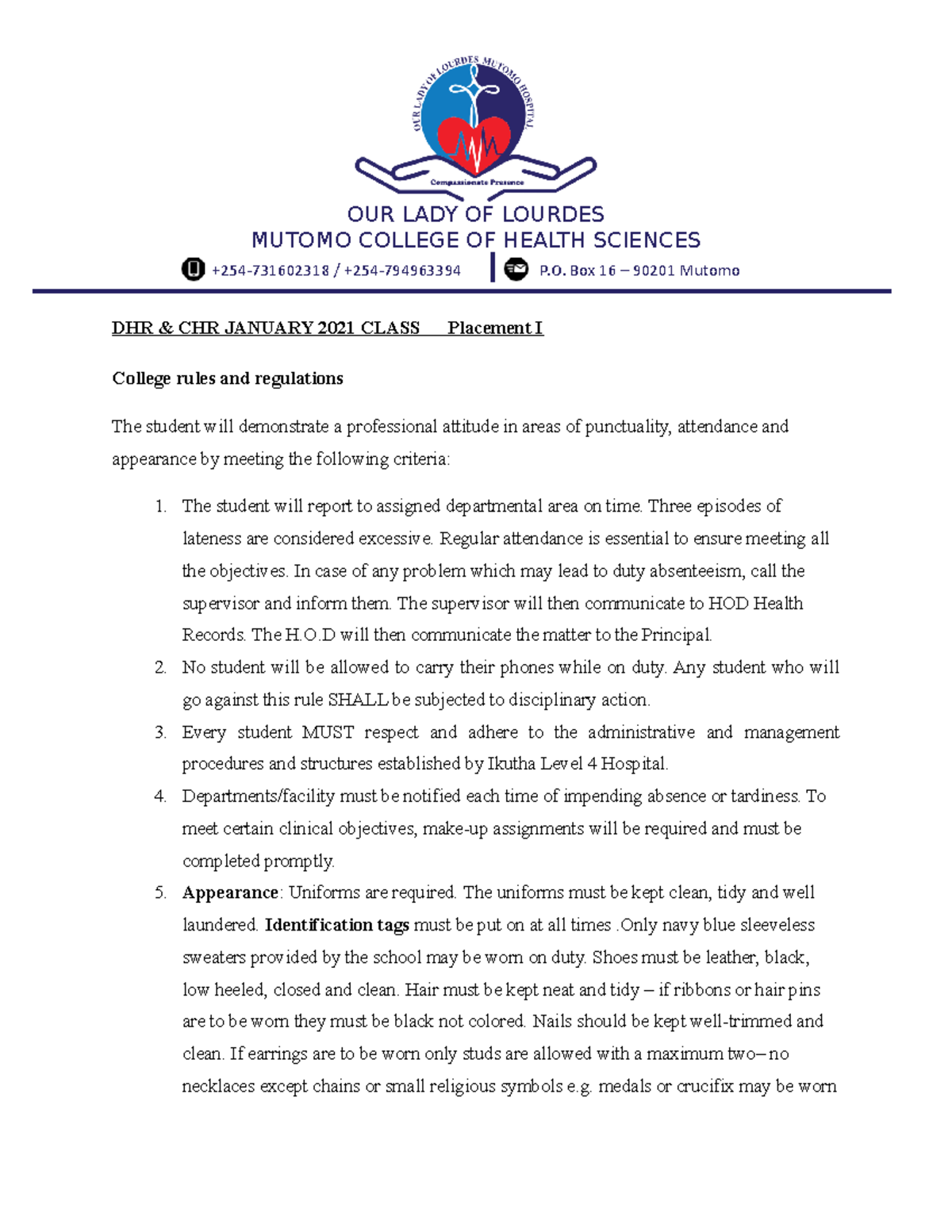 Health Records Objectives 1 - +254-731602318 / +254-794963394 P. Box 16 ...