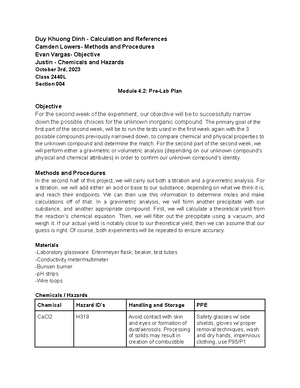 Pre lab plan #4 - Prelab for project 1 - Evan Vargas: Objective Camden ...