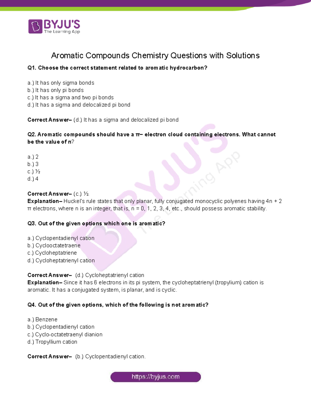 Aromatic-Compounds-Questions - Aromatic Compounds Chemistry Questions ...