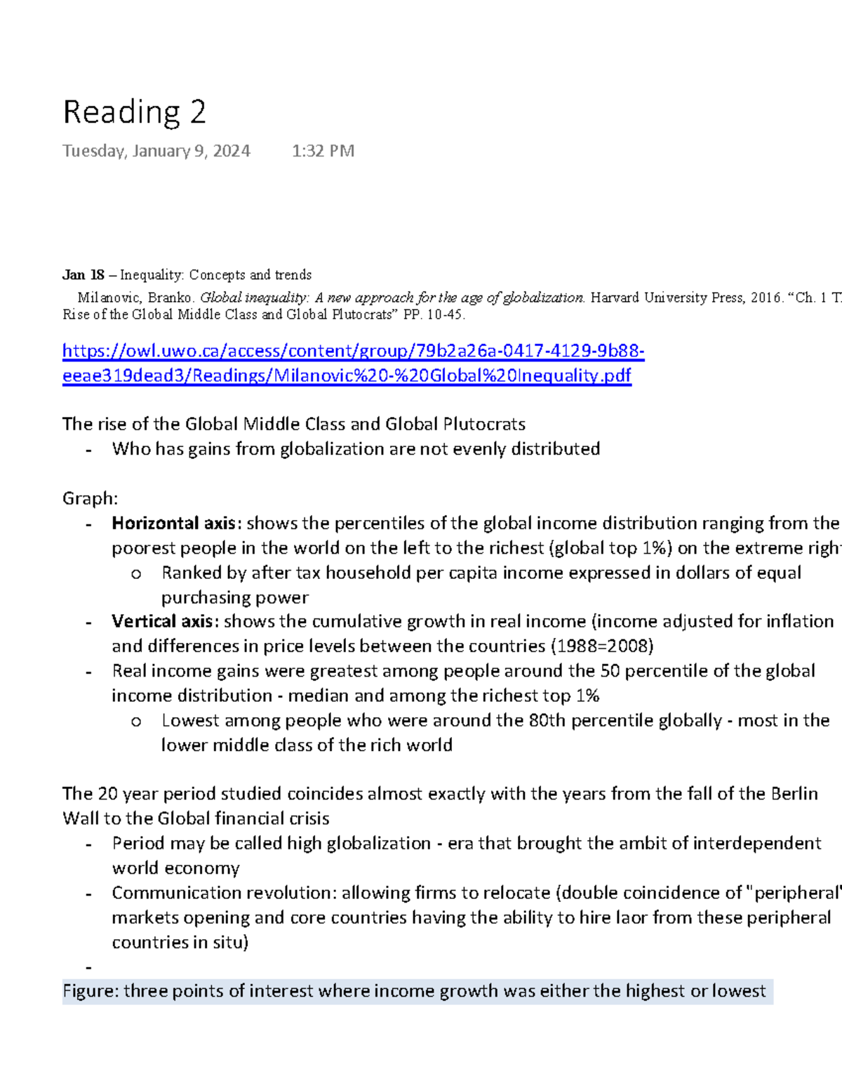 Reading 2 - Jan 18 – Inequality: Concepts and trends • Milanovic ...