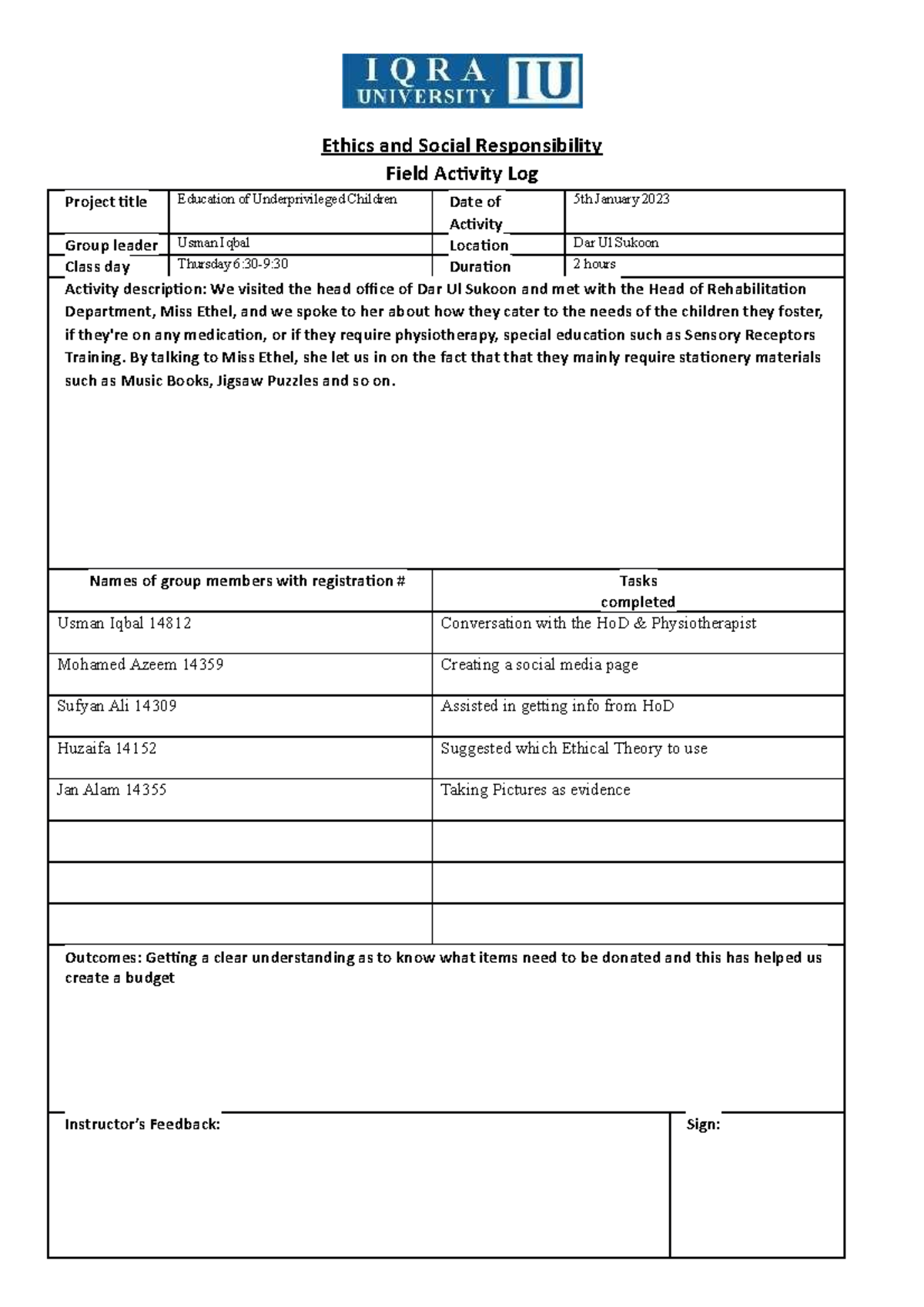 3.ESR Field Log Template - Ethics and Social Responsibility Field ...