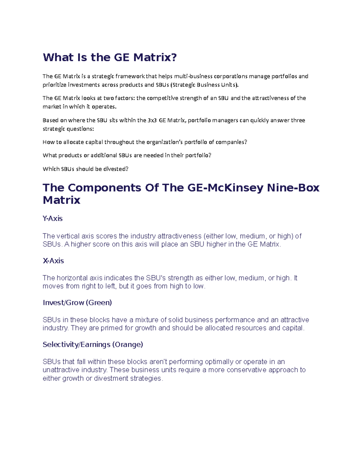 What Is the GE Matrix - fdmsnf,sdm - What Is the GE Matrix? The GE ...