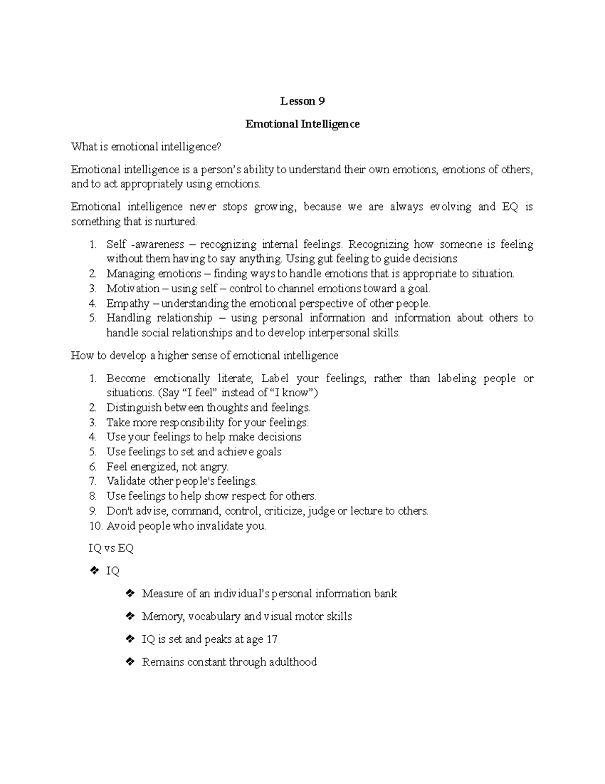 Lesson 9 Lesson 9 Emotional Intelligence What Is Emotional lesson-9-lesson-9-emotional-intelligence-what-is-emotional