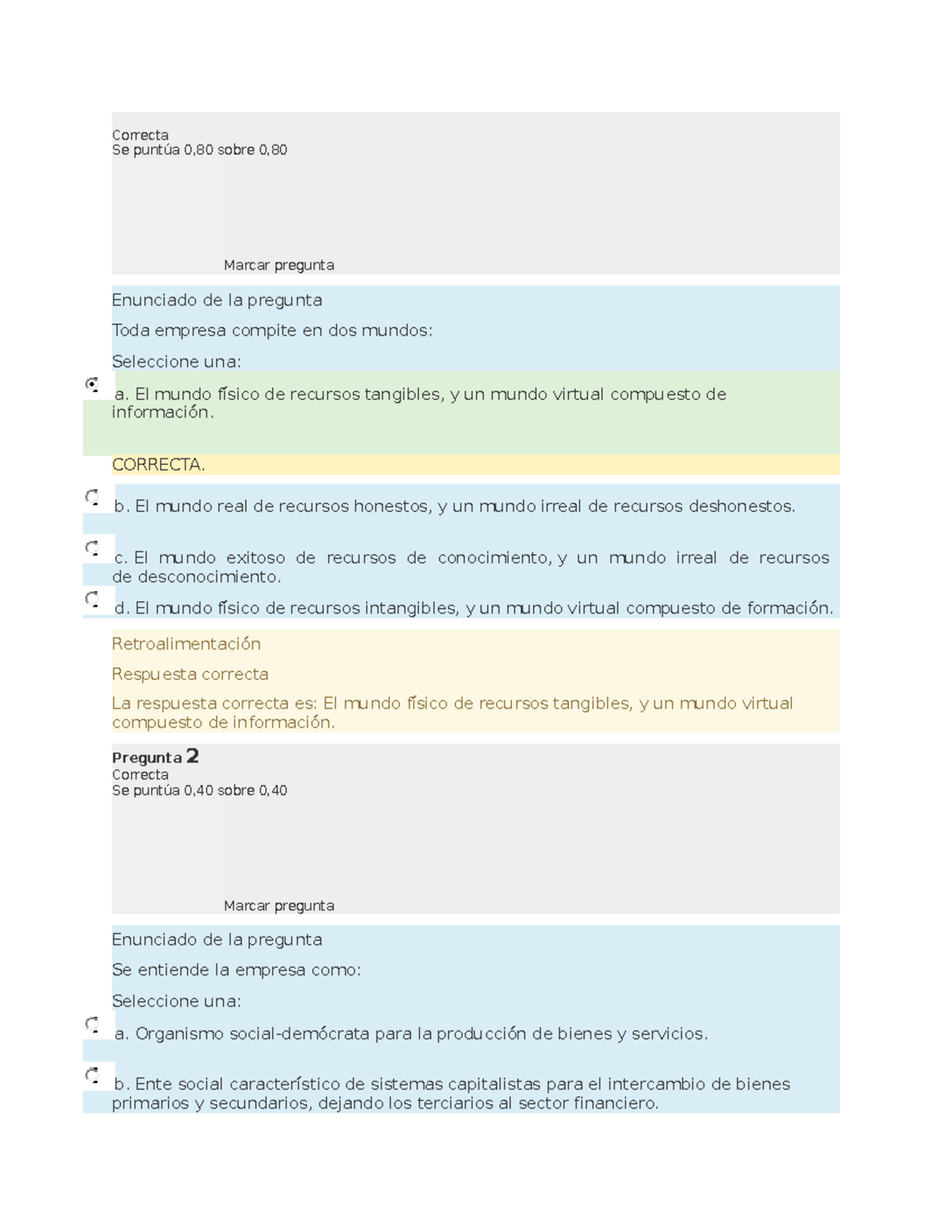 TR026 - Administración y Dirección de Empresas exame - Correcta Se ...