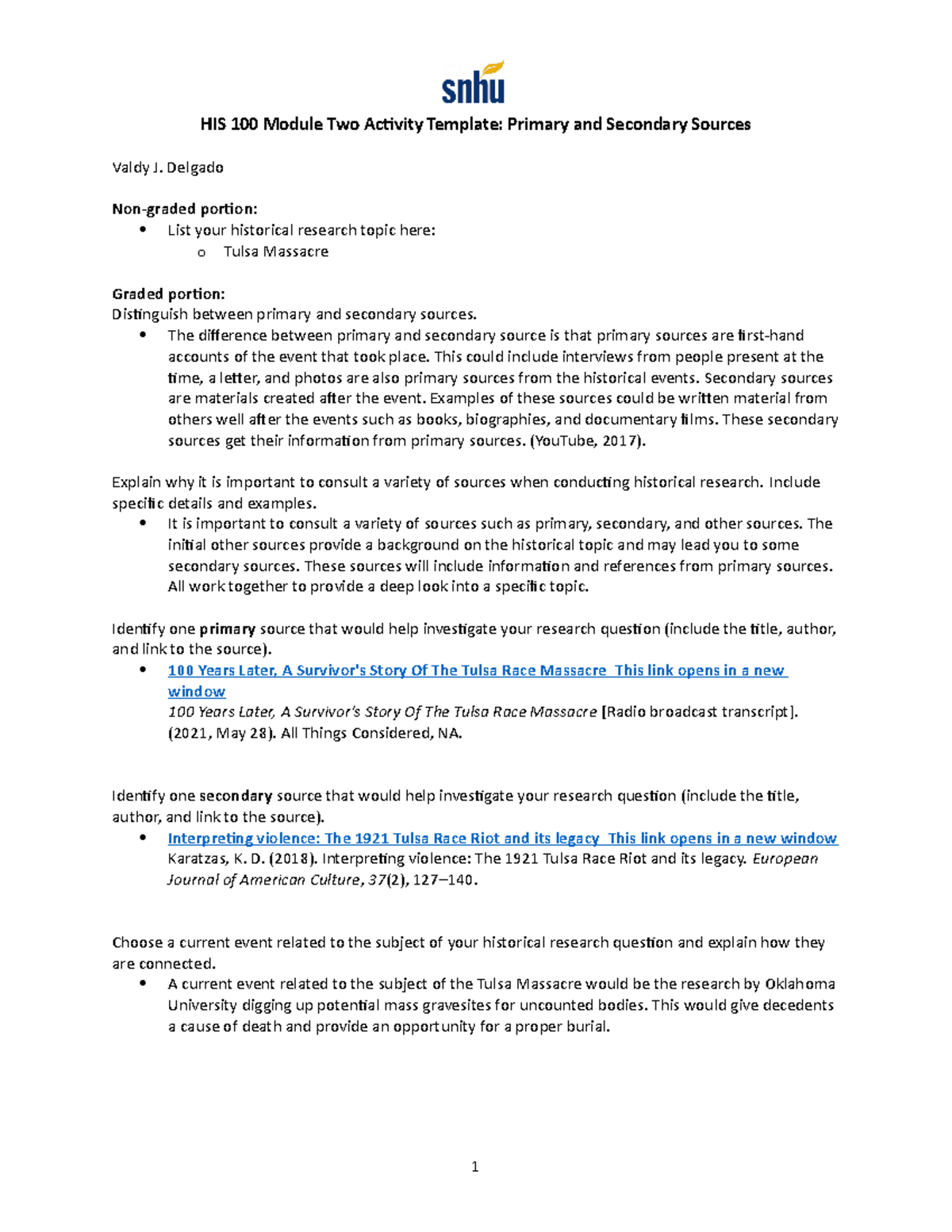 HIS 100 Module Two Activity Sources Template - HIS 100 Module Two ...