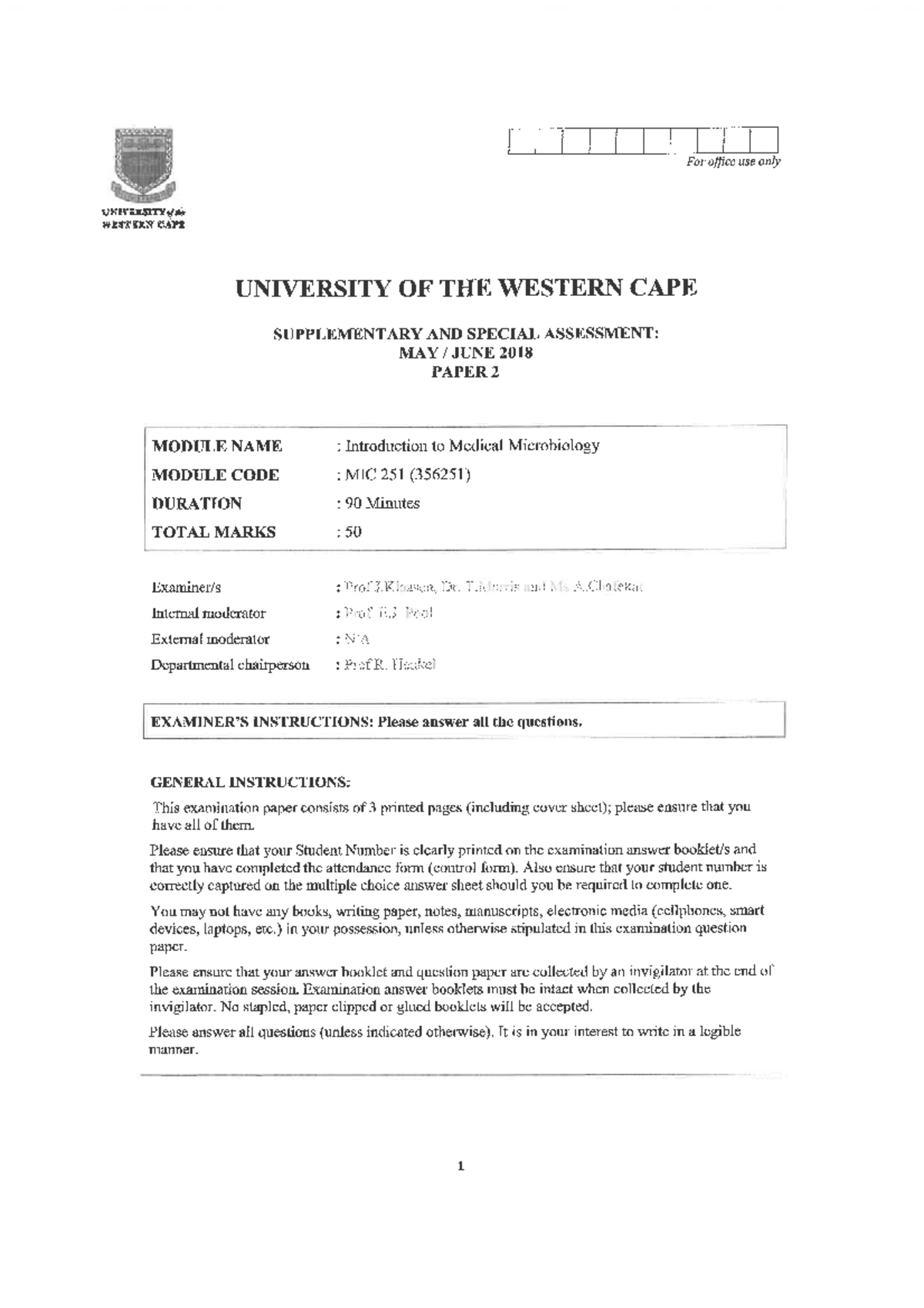 MIC251P2 2018 06 SU SP - RECENT 2018 PAST EXAM PAPER - llll l permanent ...