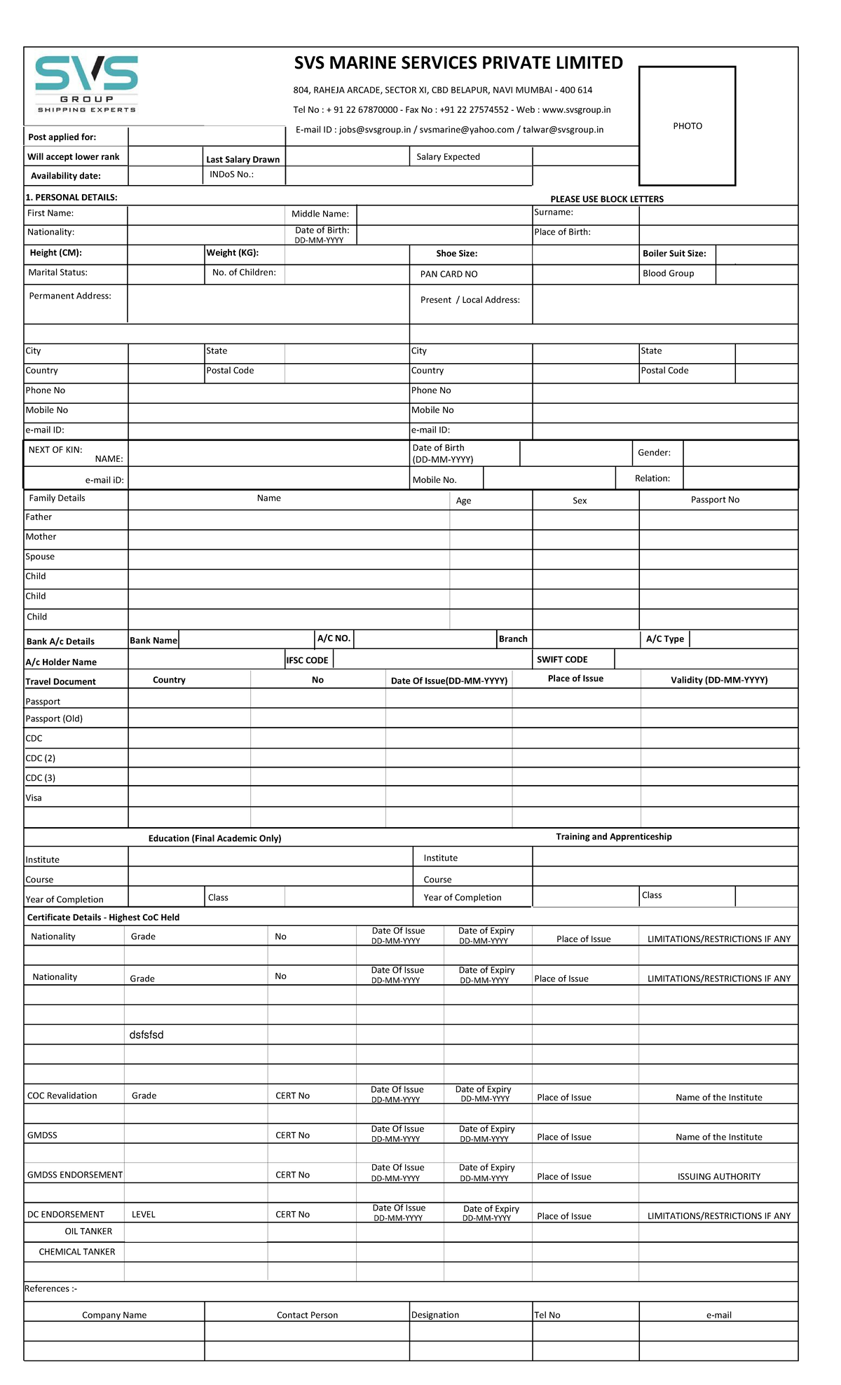 SVS Application form updatedon 160118 - Post applied for: Will accept ...