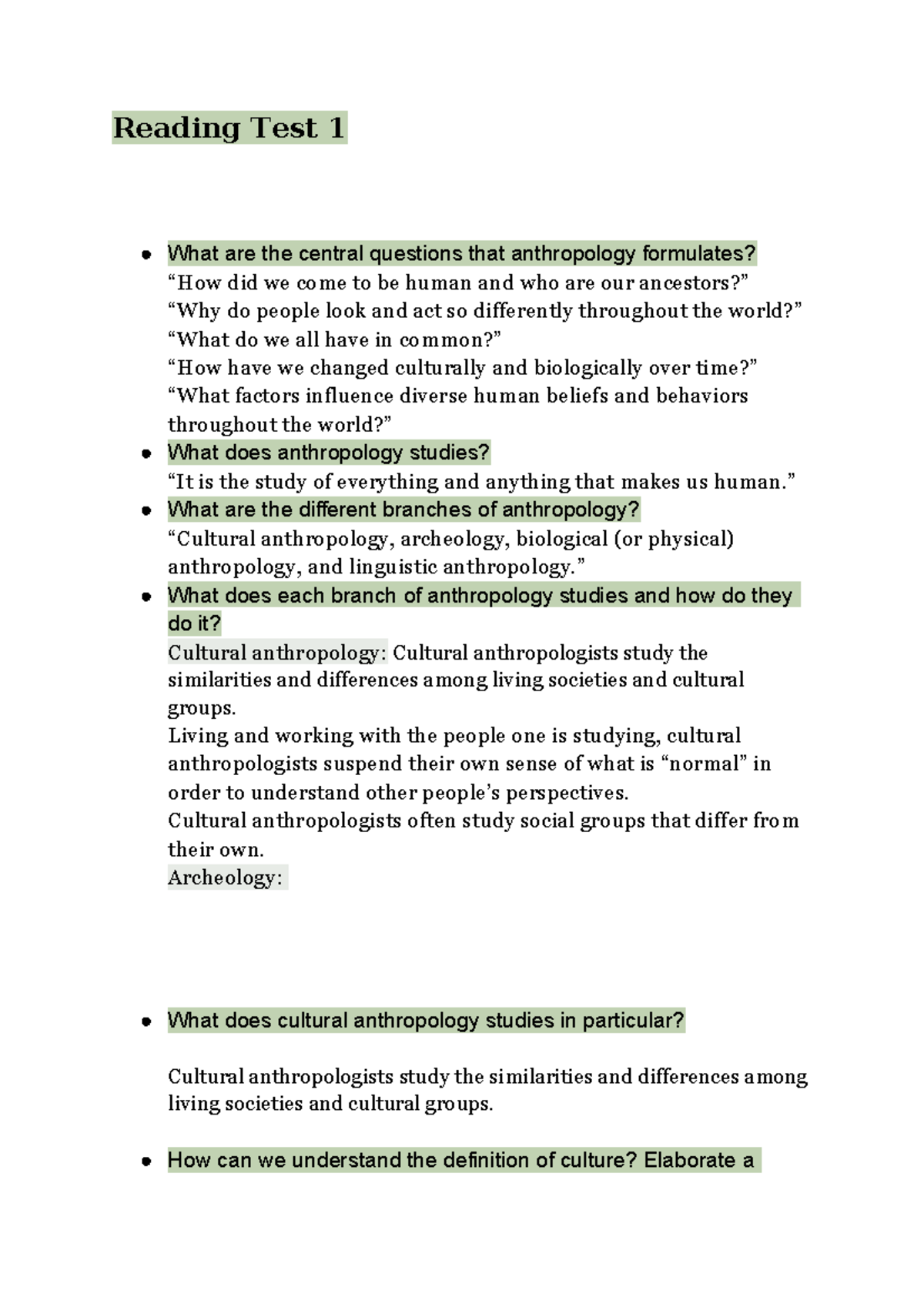 𝐑𝐞𝐚𝐝𝐢𝐧𝐠 𝐓𝐞𝐬𝐭 𝟏 antropología - 𝐀𝐀𝐀𝐀𝐀𝐀𝐀 𝐀𝐀𝐀𝐀 𝐀 What are the central ...