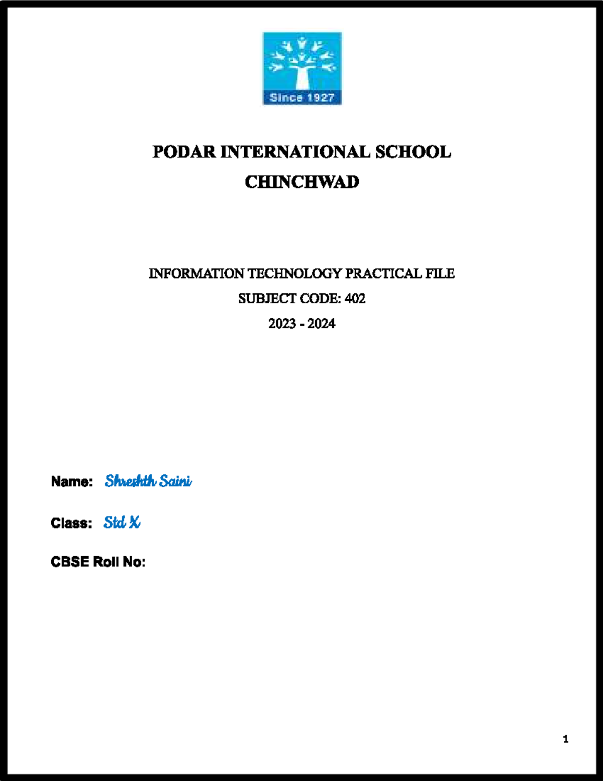IT-402 Class 10 Practical File - Information Technology in a Global ...