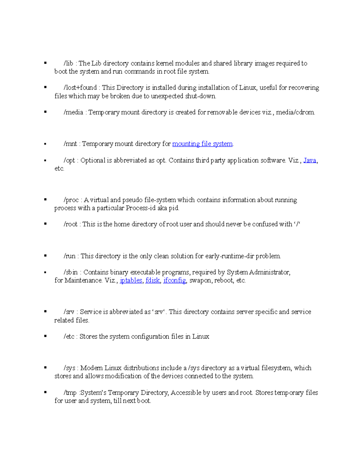 System directories - /lib : The Lib directory contains kernel modules ...
