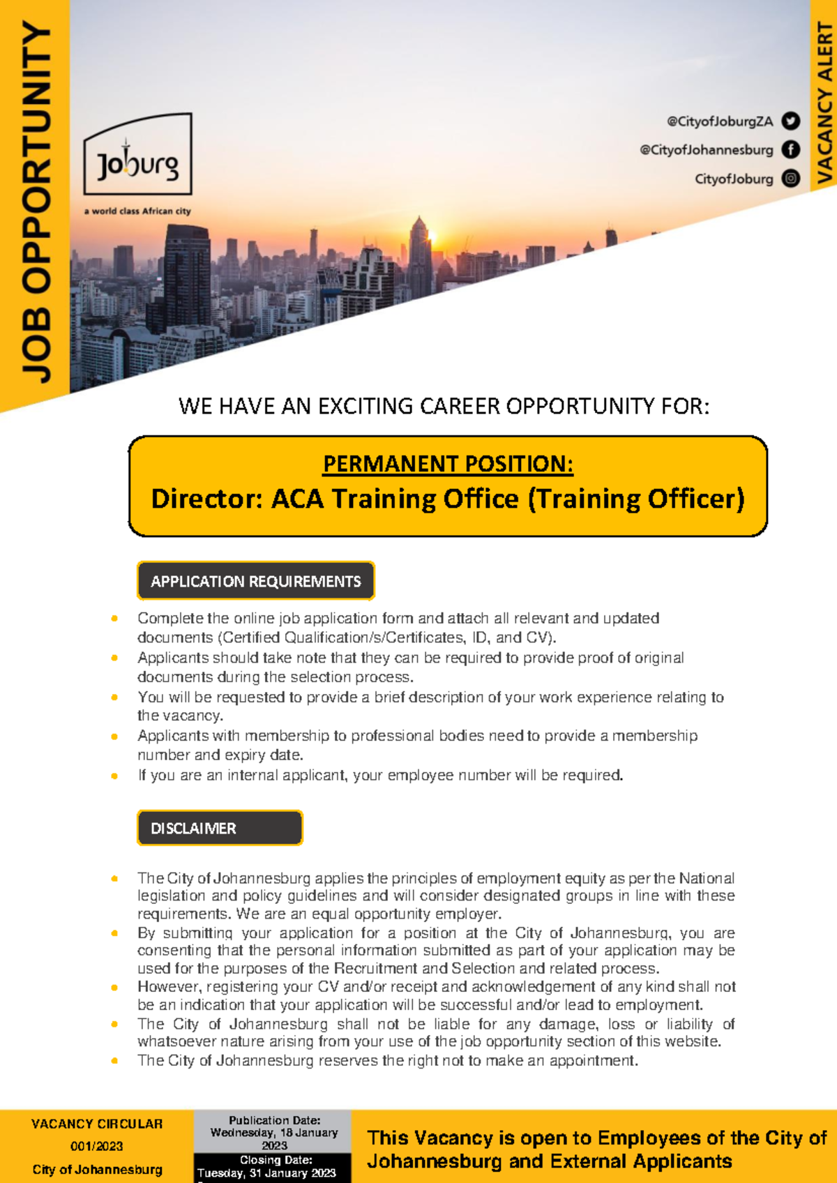 001 Director ACA Group Governance External - VACANCY CIRCULAR 001 /202 ...