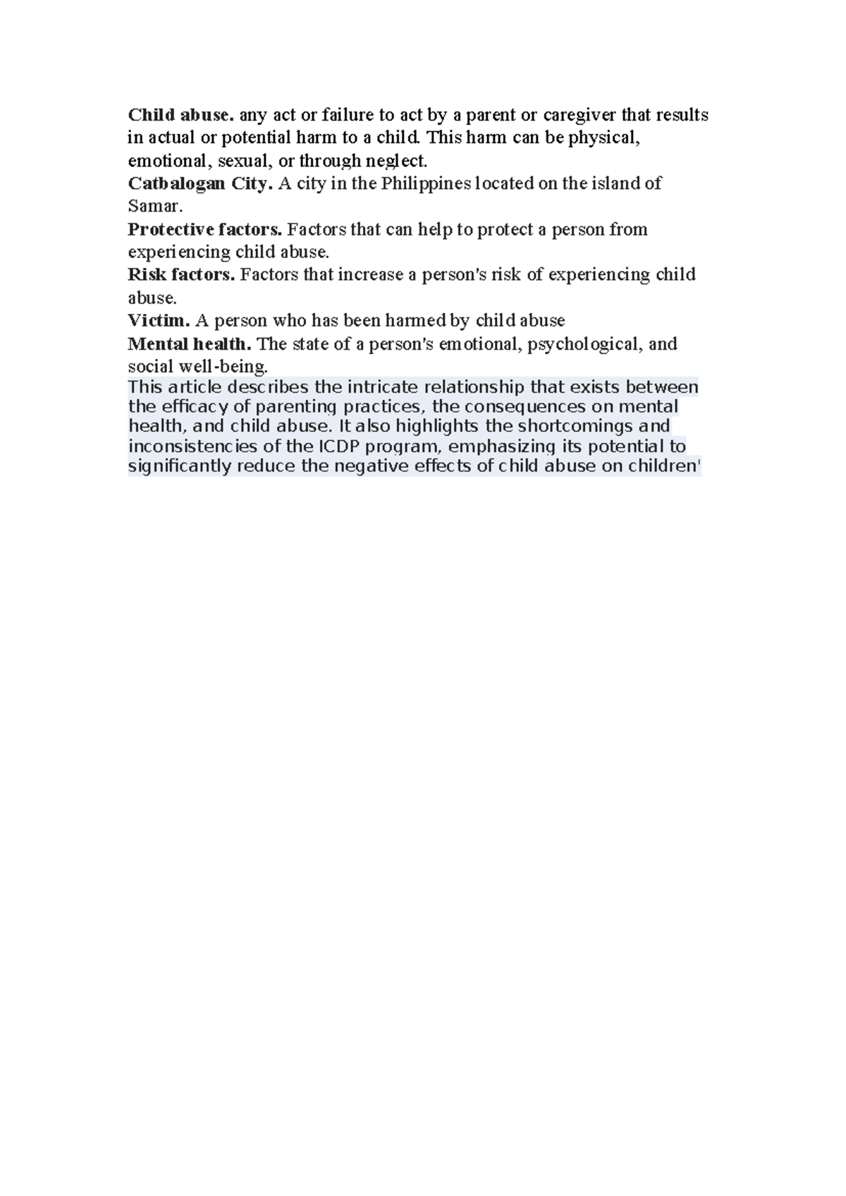 Child abuse - dAGOL - Child abuse. any act or failure to act by a ...