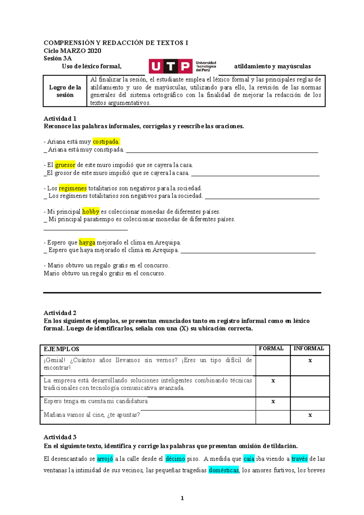 Tarea 5 - utp comprensión y redacción de textos - UTP - Studocu