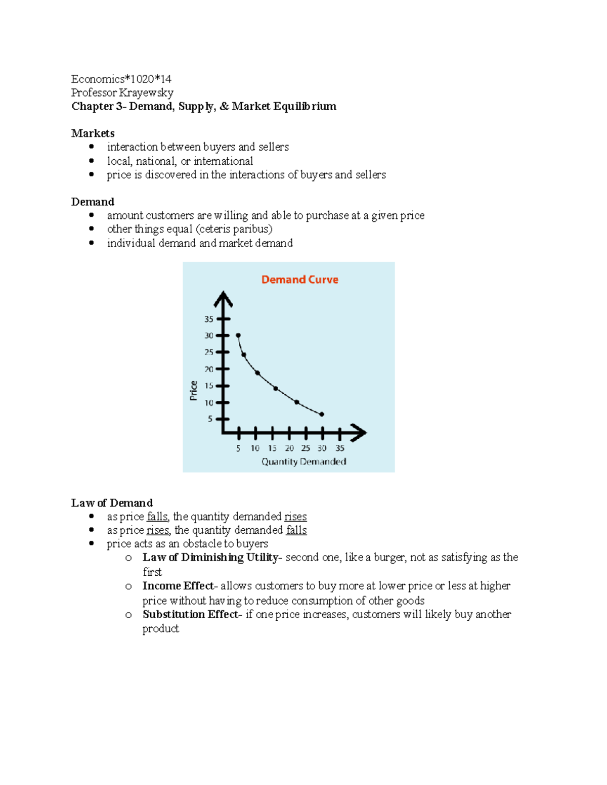 Chapter 3 Notes- Demand Supply and Market Equilibrium - Professor ...
