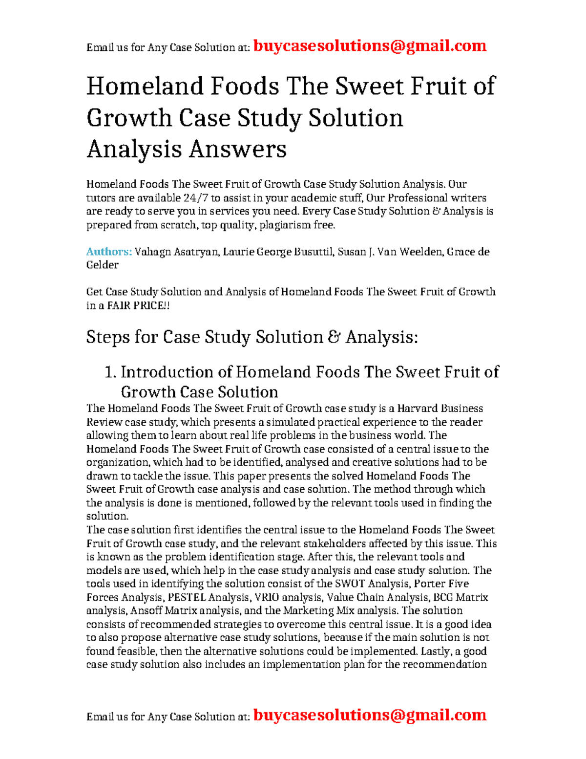 Case Solution Homeland Foods The Sweet Fruit of Growth - Homeland Foods ...